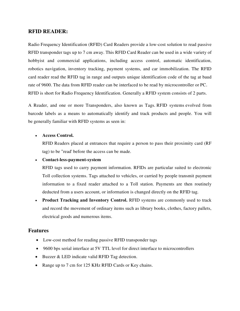 Rfid Reader:: Access Control | PDF | Radio Frequency Identification ...