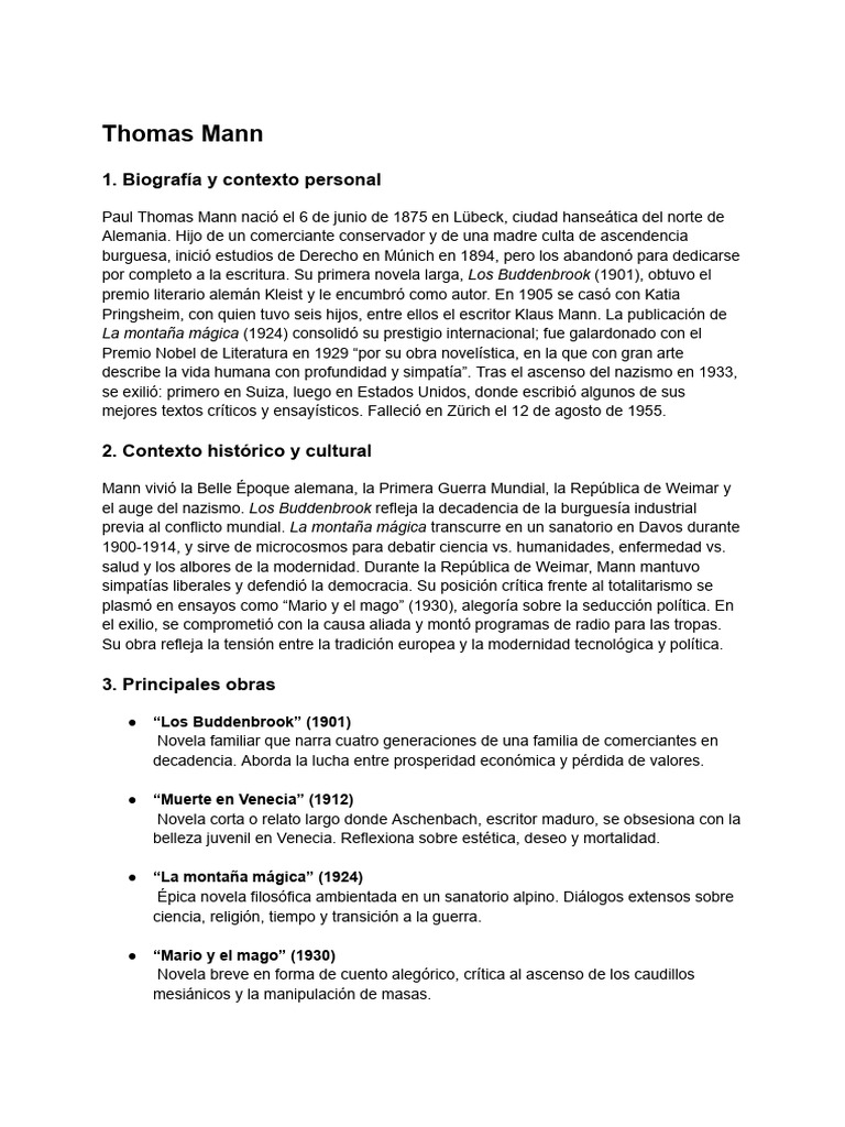 Thomas Mann | PDF | Novelas