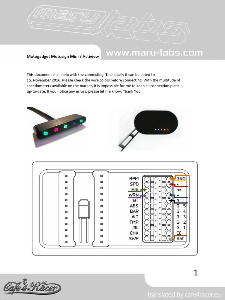 Anschlussplan Für Motogadget ActiveviewMotosign Mini | PDF
