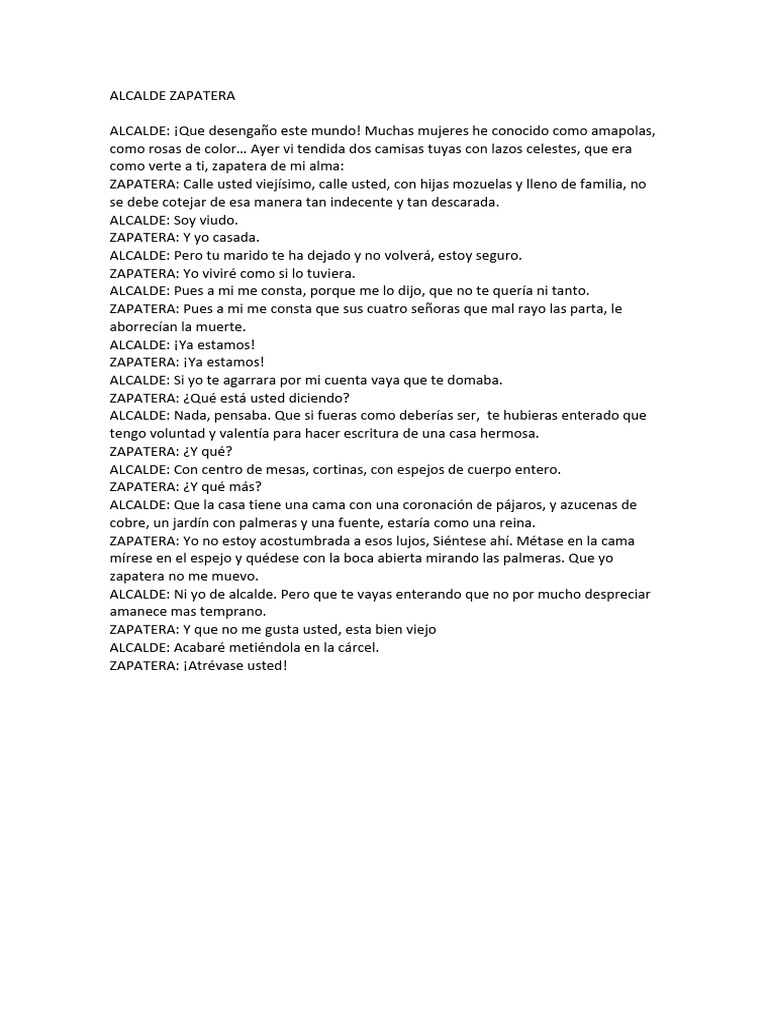 Diálogo entre Alcalde y Zapatera | PDF