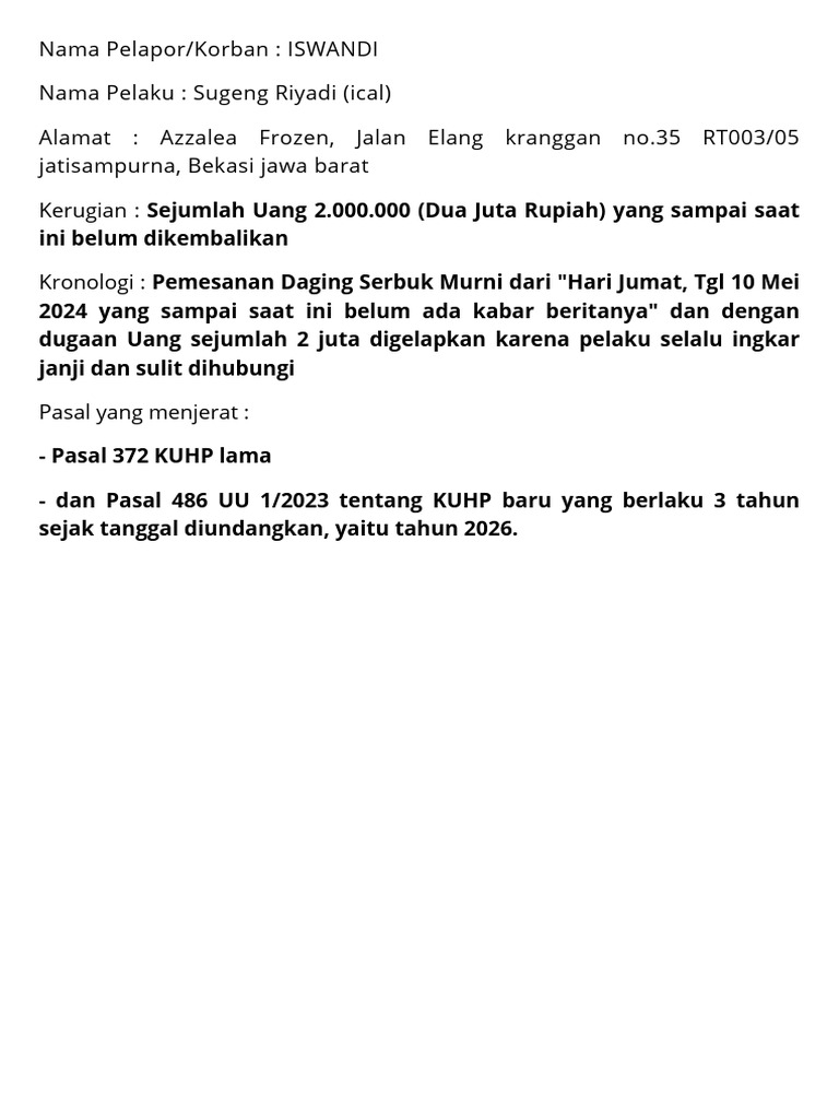 Pada Dasarnya, Tindak Pidana Penggelapan Telah Diatur Dalam Pasal 372 ...