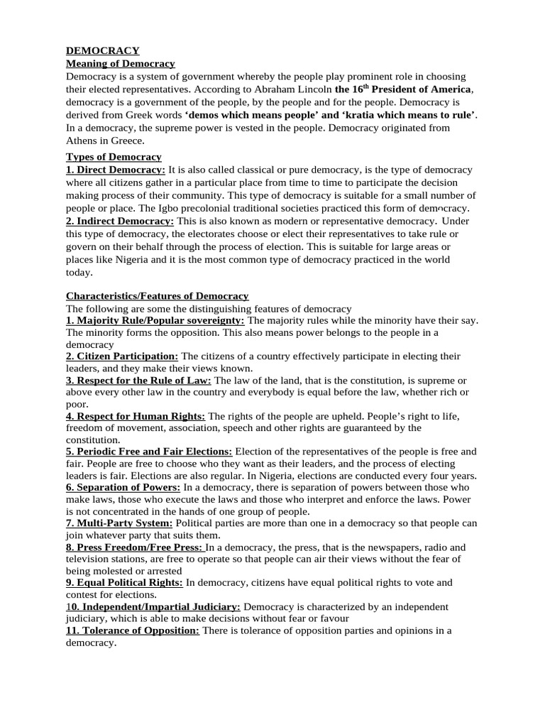 NOTE ON DEMOCRACY and RULE OF LAW - 084716 | PDF | Democracy ...