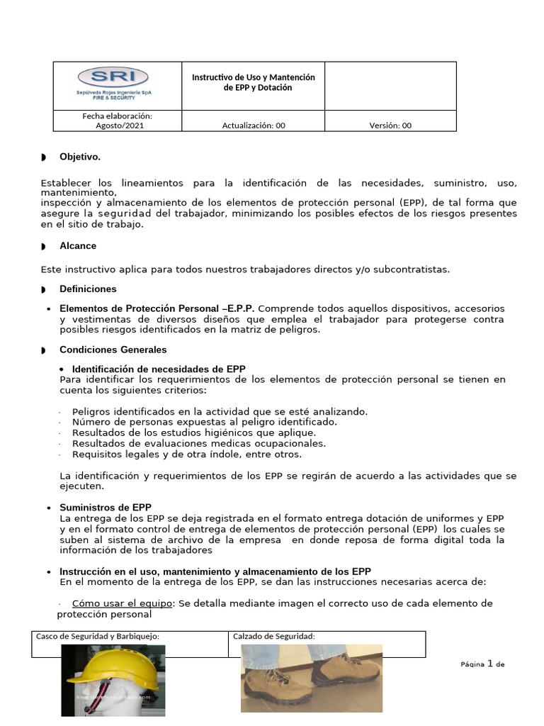 Instructivo Entrega EPP | PDF