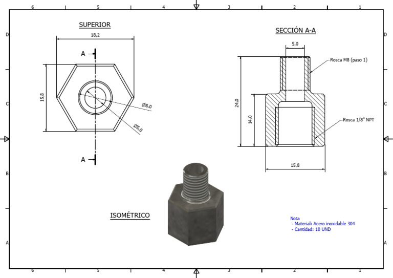1I8´´ NPT (hembra) x M8 P1 (macho) | PDF