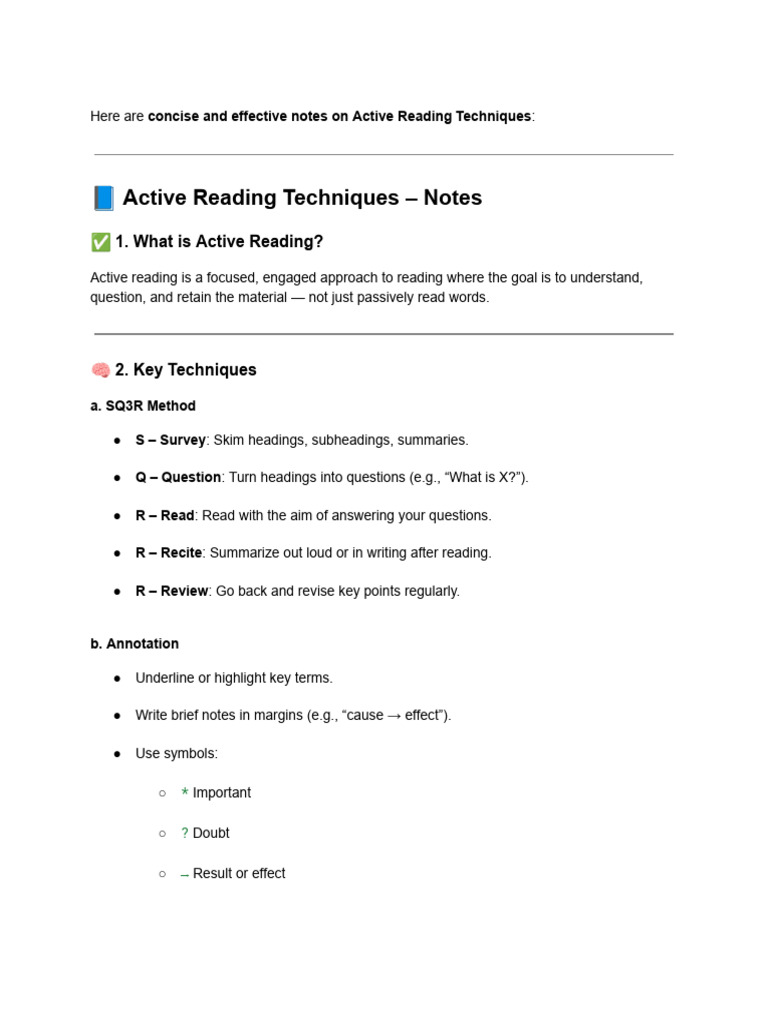 Actrive Reading Notes | PDF