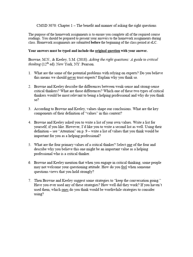 CMSD 3070 Chapter 1 - Browne and Keeley | PDF
