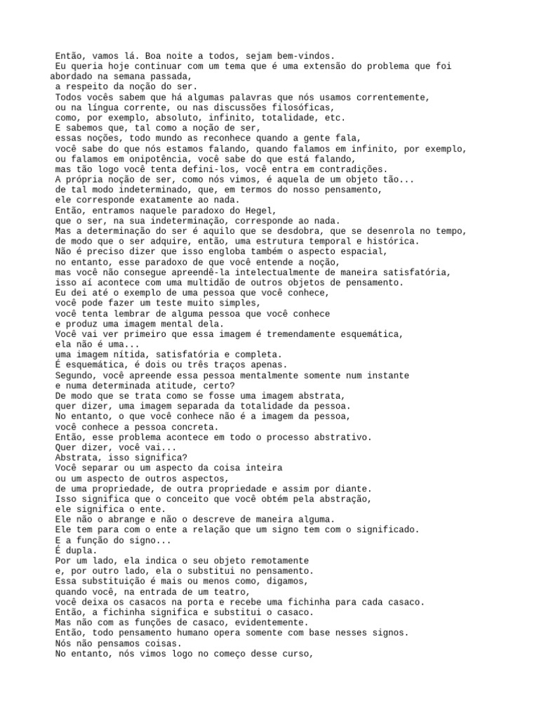 Olavo de Carvalho Nocao de Ser Absoluto Infinito e Totalidade 1 ...