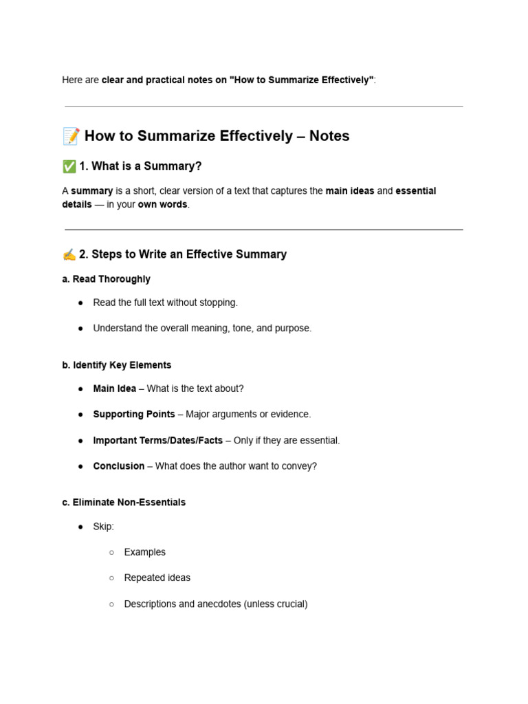 Summarize Effectively | PDF