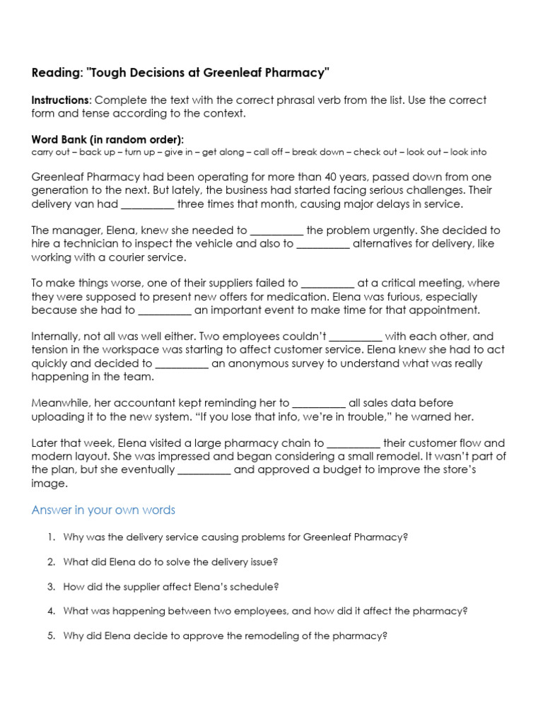 Phrasal Verb Practice 3 | PDF