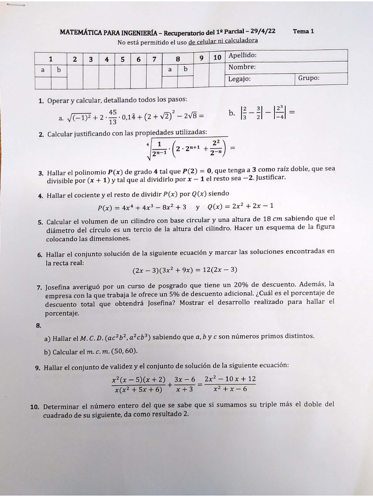 1er Modulo 2022-1 Recu RESUELTO | PDF