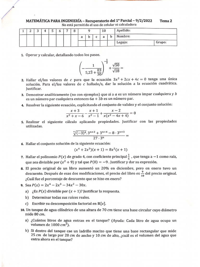 1er Modulo 2022-0 Recu RESUELTO | PDF