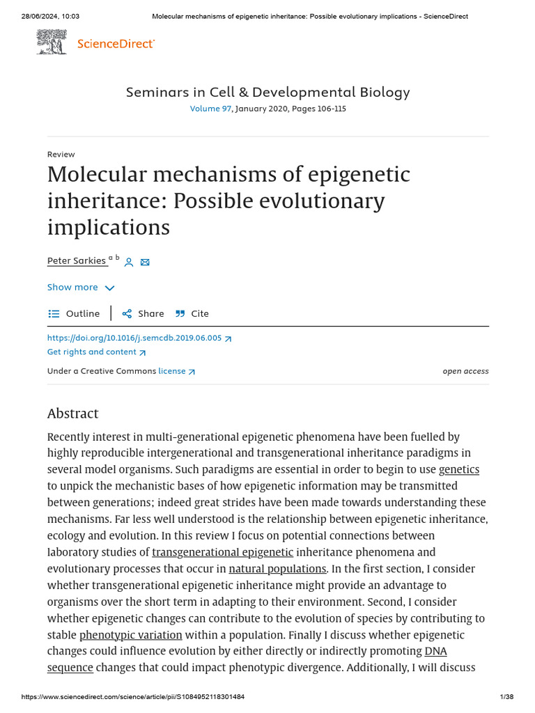 Molecular Mechanisms of Epigenetic Inheritance - Possible Evolutionary ...