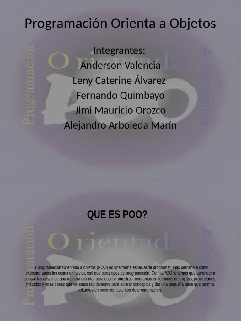 La Programación Orientada A Objetos (POO) | PDF | Objeto (informática) | Programación orientada ...