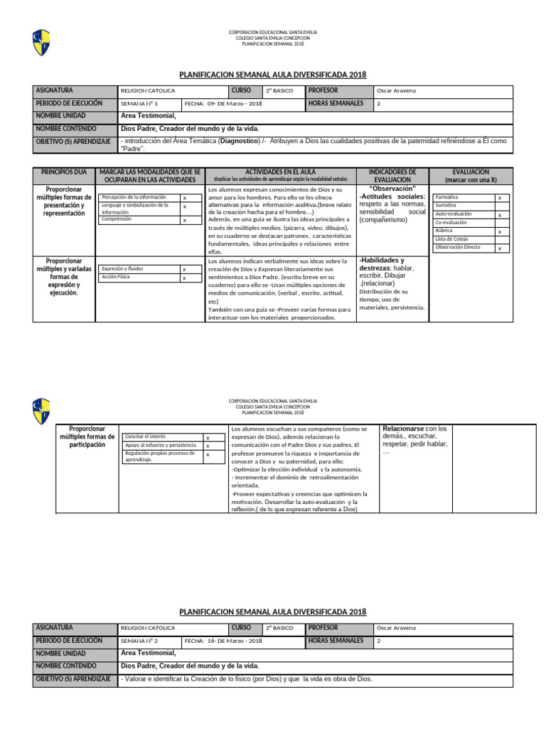2ų - PLANIFICACION DUA | PDF | Evaluación | Aprendizaje
