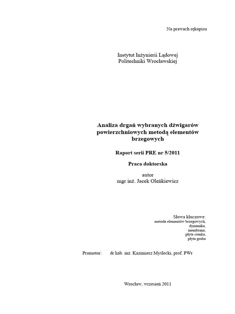 Olenkiewicz Analiza Drgan | PDF