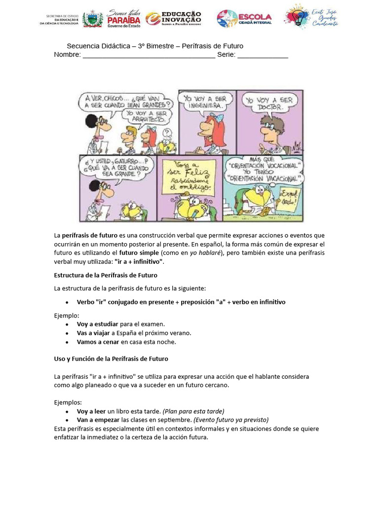 Perifrase Verbal - Atividade de Aprendizagem | PDF | Verbo | Gramática