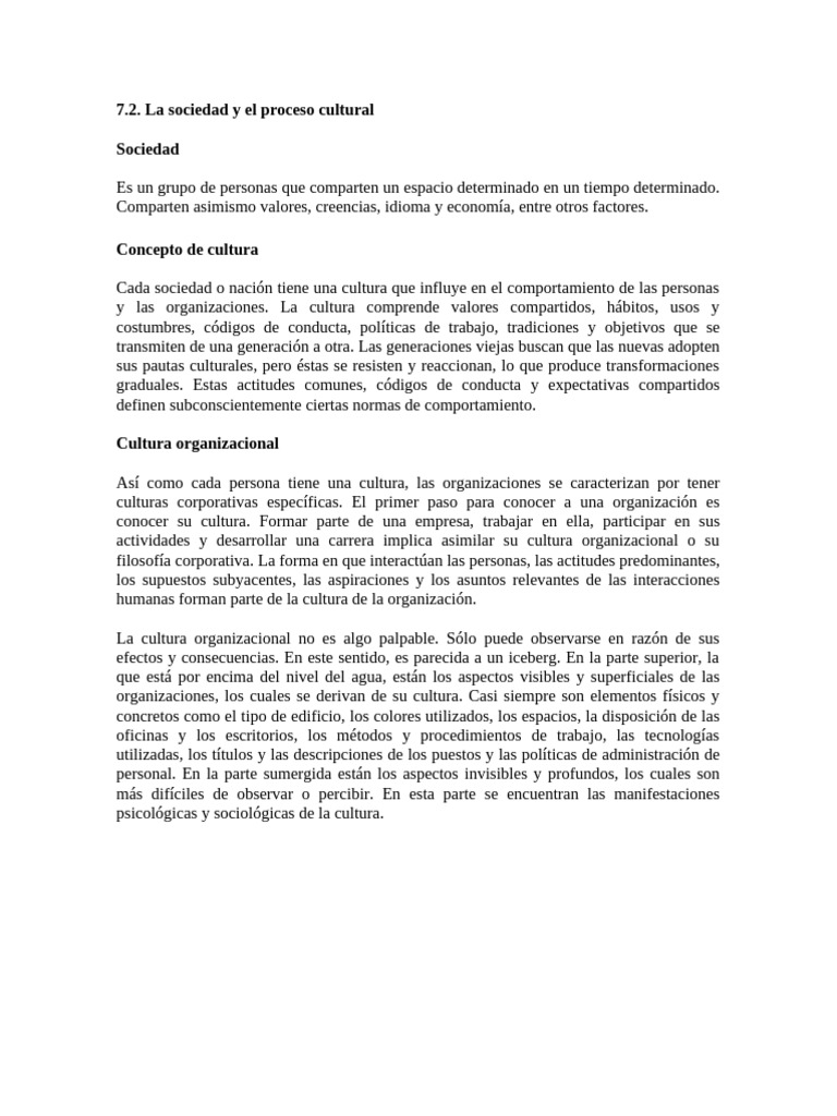 Cultura y sociedad en organizaciones | PDF | Comportamiento | Sociedad
