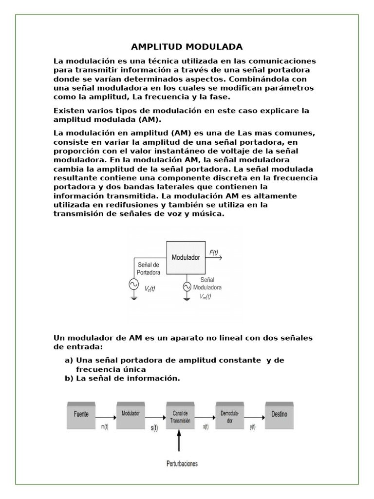AMPLITUD MODULADA (1) | PDF | Modulación | Amplitud
