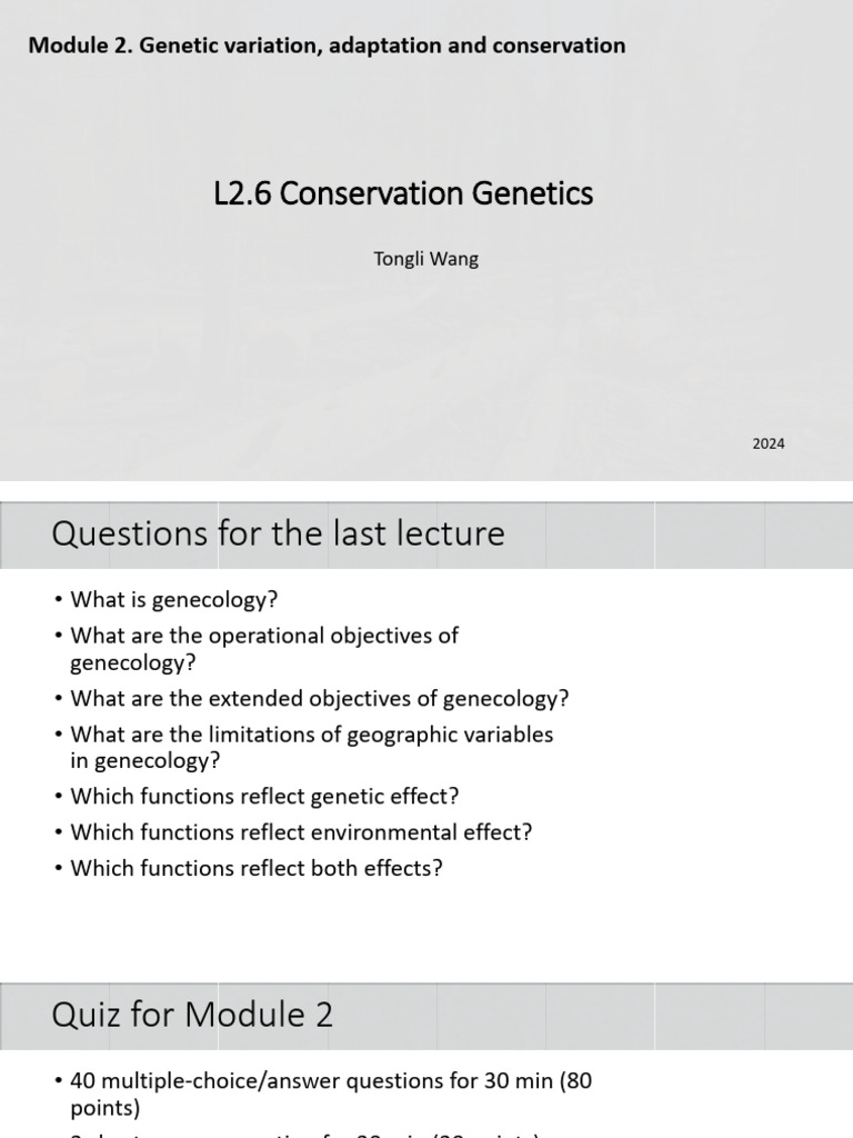 Conservation Genetics and Strategies in BC | PDF | Inbreeding | Genetic ...