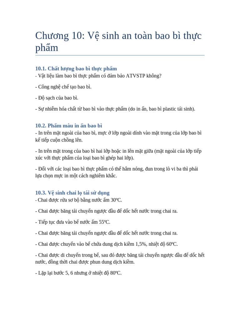 Chuong 10 Ve Sinh An Toan Bao Bi Thuc Pham | PDF