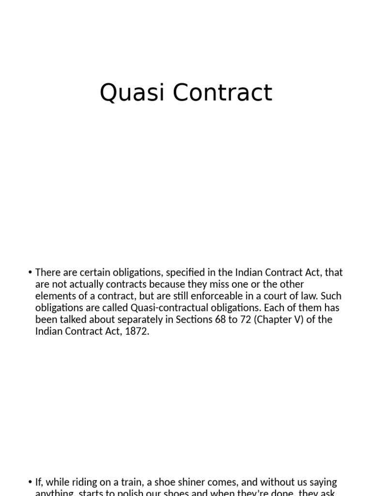Unit- Quasi Contracts | PDF | Property | Legal Liability