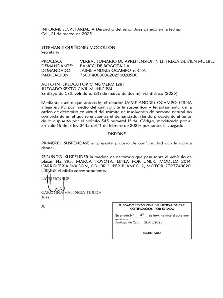 Suspensión de Decomiso - Ley 2445/2025 | PDF