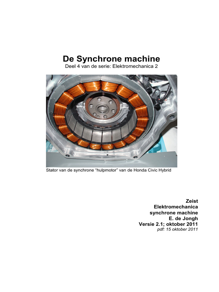 De Synchrone Machine: Deel 4 Van de Serie: Elektromechanica 2 | PDF