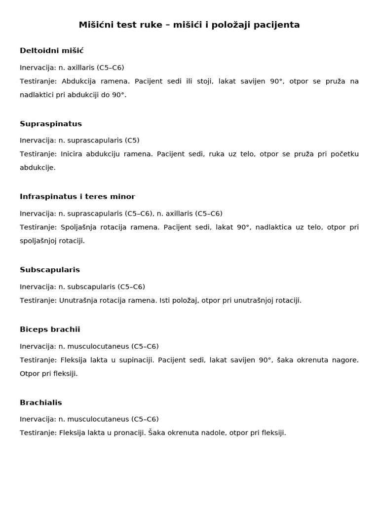 Misicni Test Ruke Kompletan | PDF