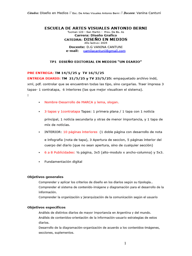 TP1 - Diario 2025 | PDF | Diseño de página | Periódicos