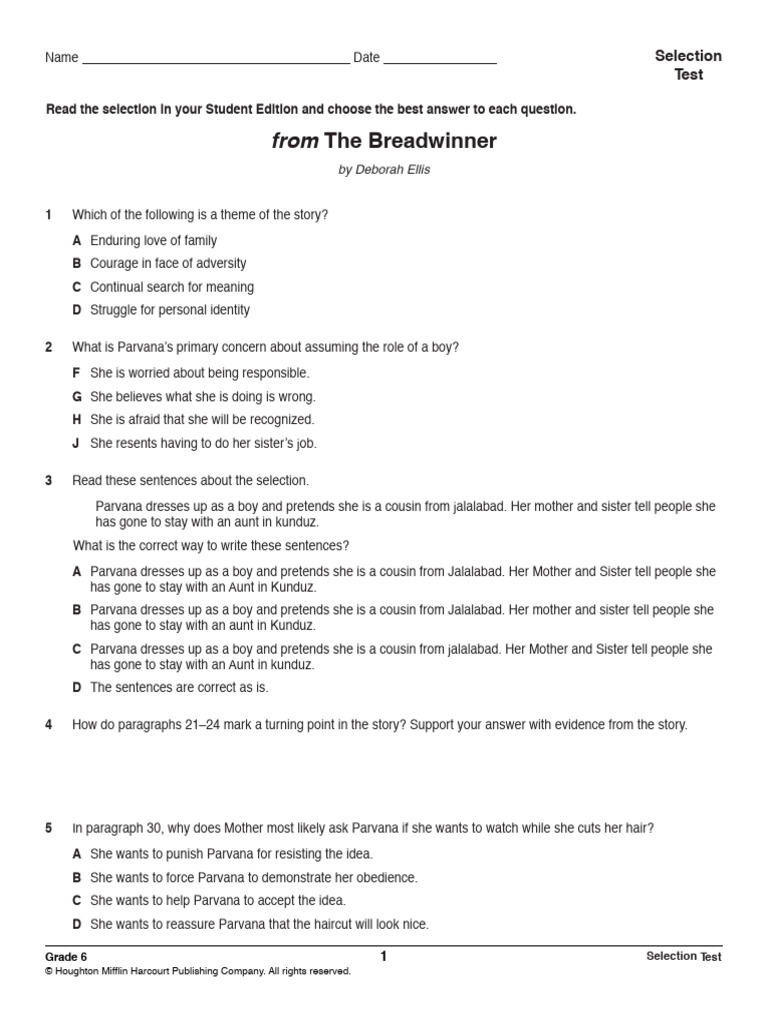 Breadwinner Selection Test | PDF