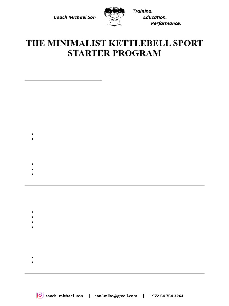 The Minimalist Kettlebell Sport Starter Program | PDF | Kettlebell | Weight Training