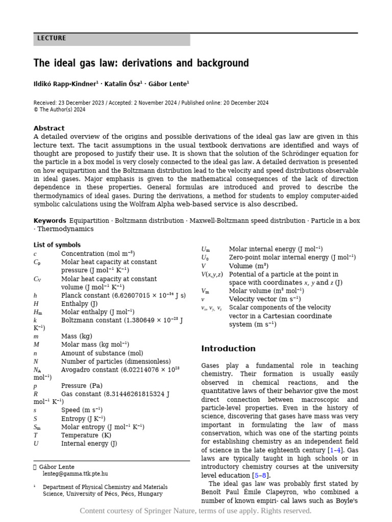 The Ideal Gas Law Derivations and Intellectual Bac | PDF | Gases | Momentum