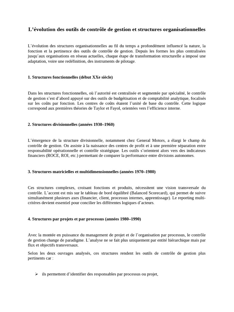 Évolution des outils de contrôle de gestion | PDF | Progiciel de ...