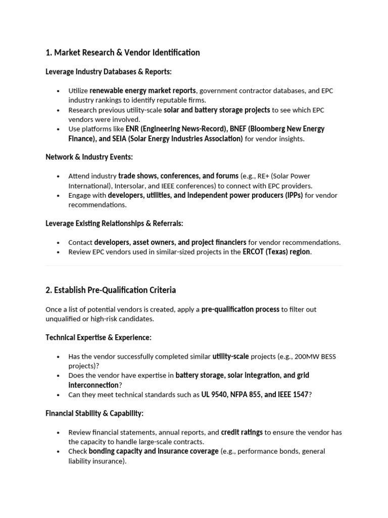 Basic EPC Selection Checklist | PDF | Supply Chain | Procurement