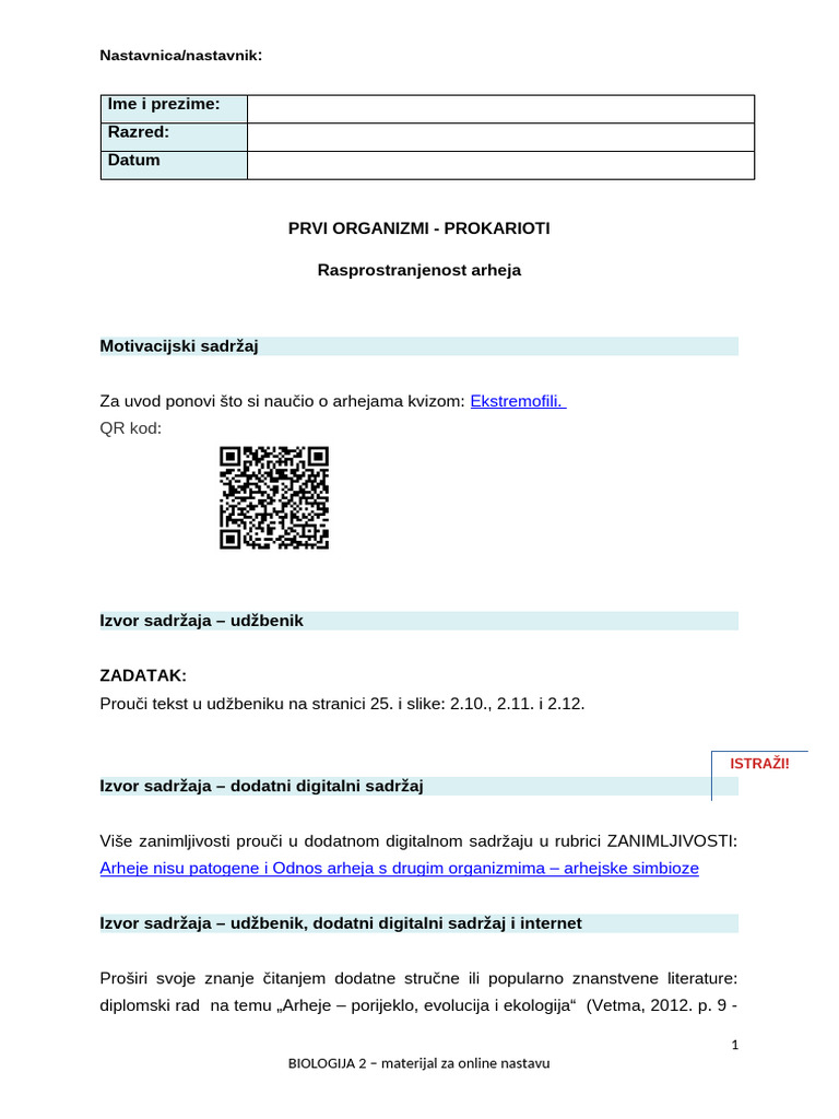 Prvi Organizmi Na Zemlji - Rasprostranjenost Arheja | PDF