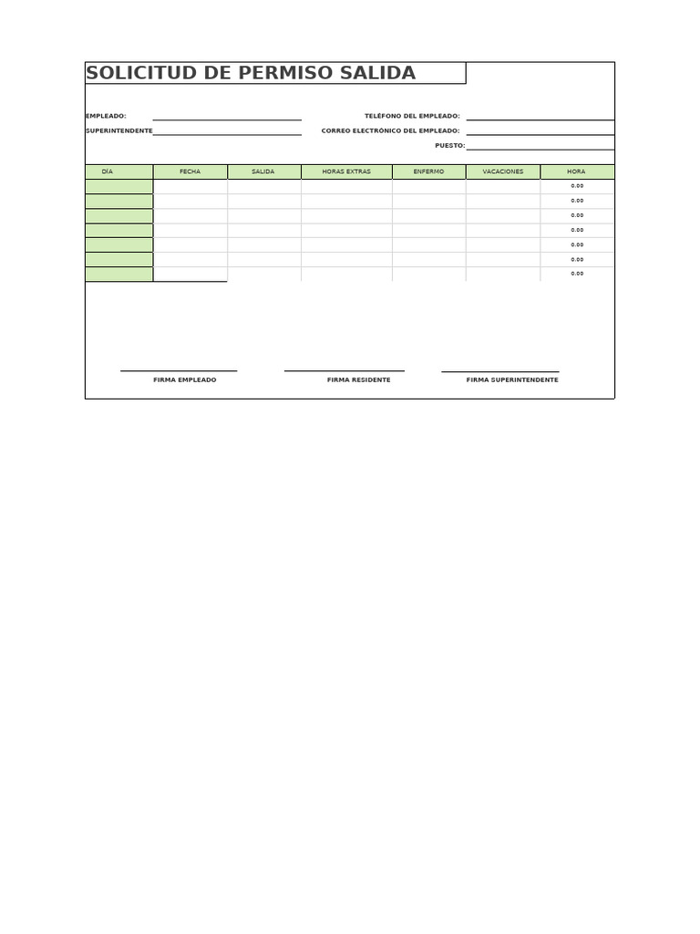 SOLICITUD DE PERMISO SALIDA | PDF