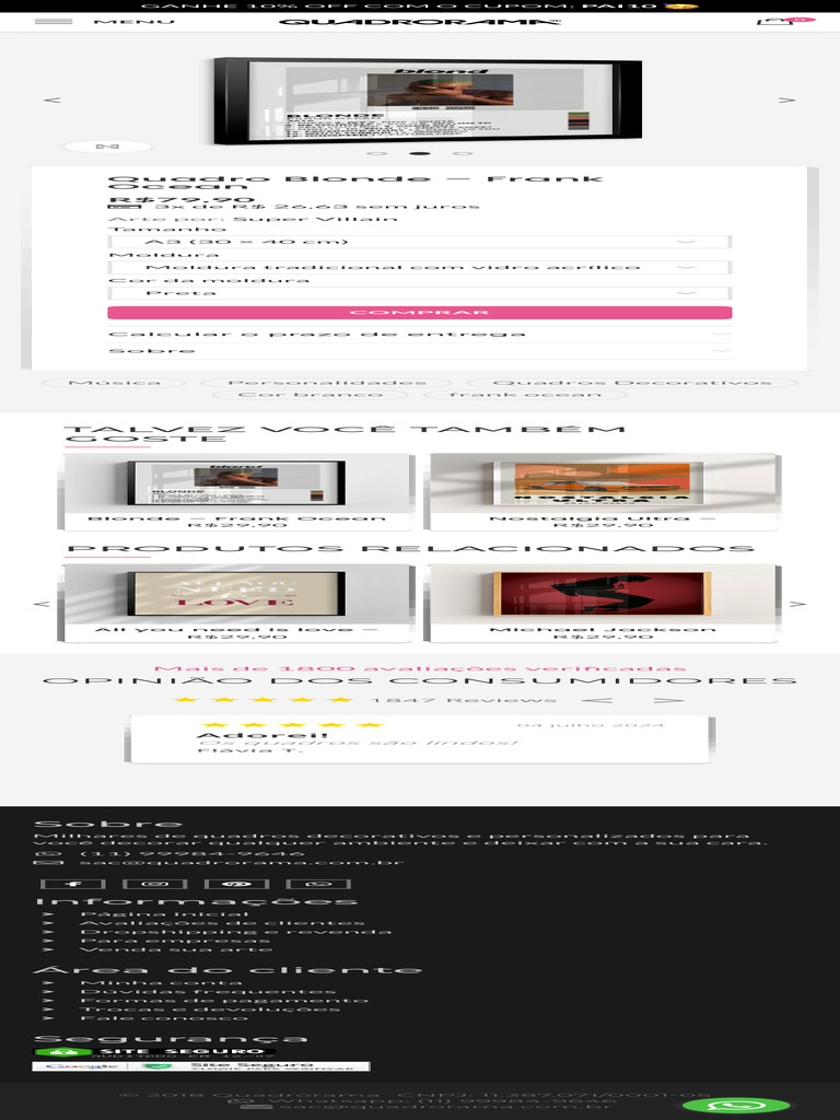 Quadro e Poster Blonde - Frank Ocean - Quadrorama | PDF