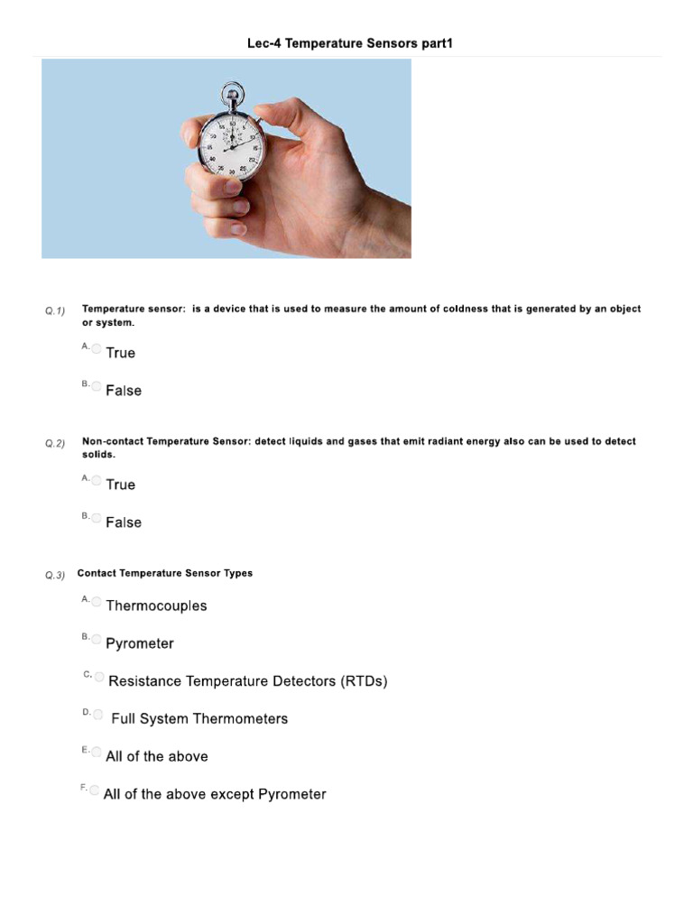 Lec-4 Temperature Sensors | PDF