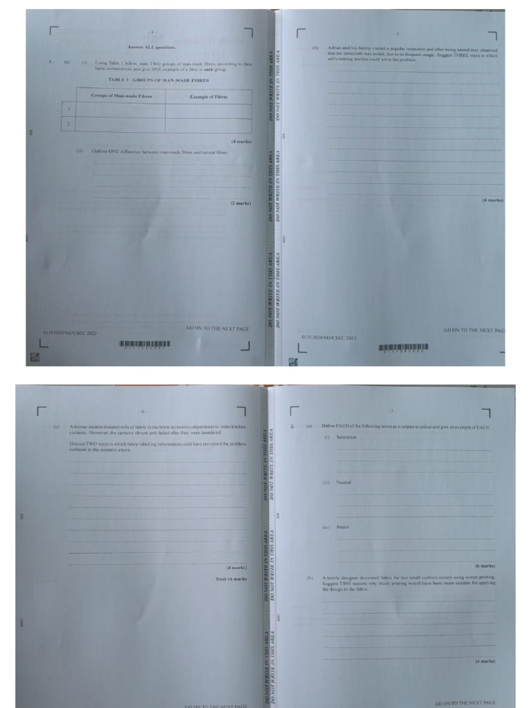 Textiles Csec 2025 P2 - 250502 - 160519 | PDF