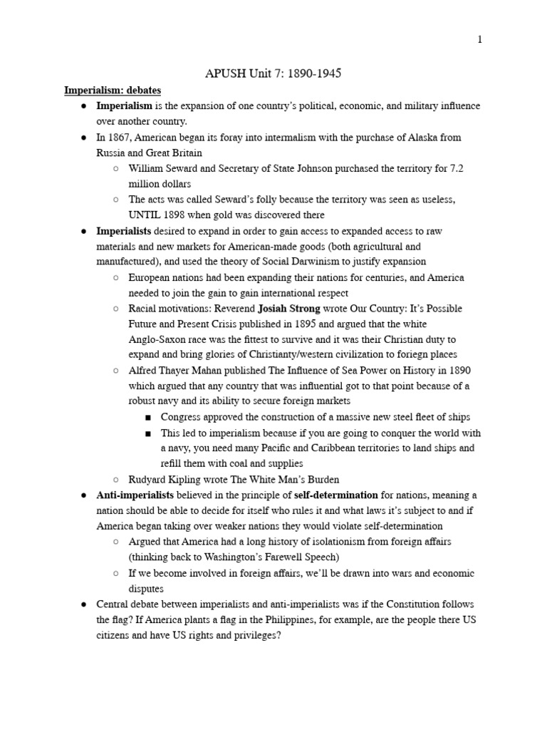 APUSH Unit 7_ 1890-1945-1 | PDF | Franklin D. Roosevelt | New Deal