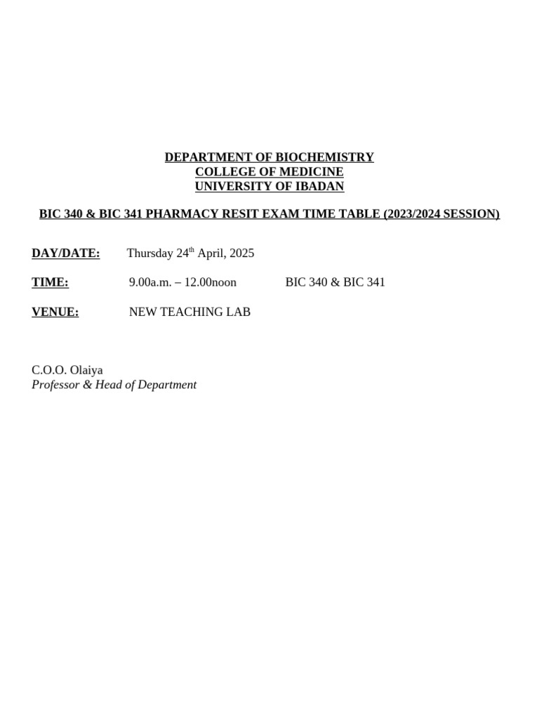 Pharmacy Resit BIC 340. 341 | PDF