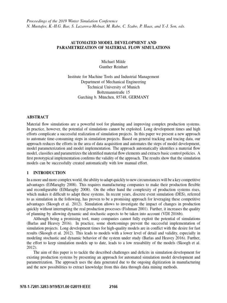 Automated Model Development and Parametrization of Material Flow Simulations | PDF | Simulation ...