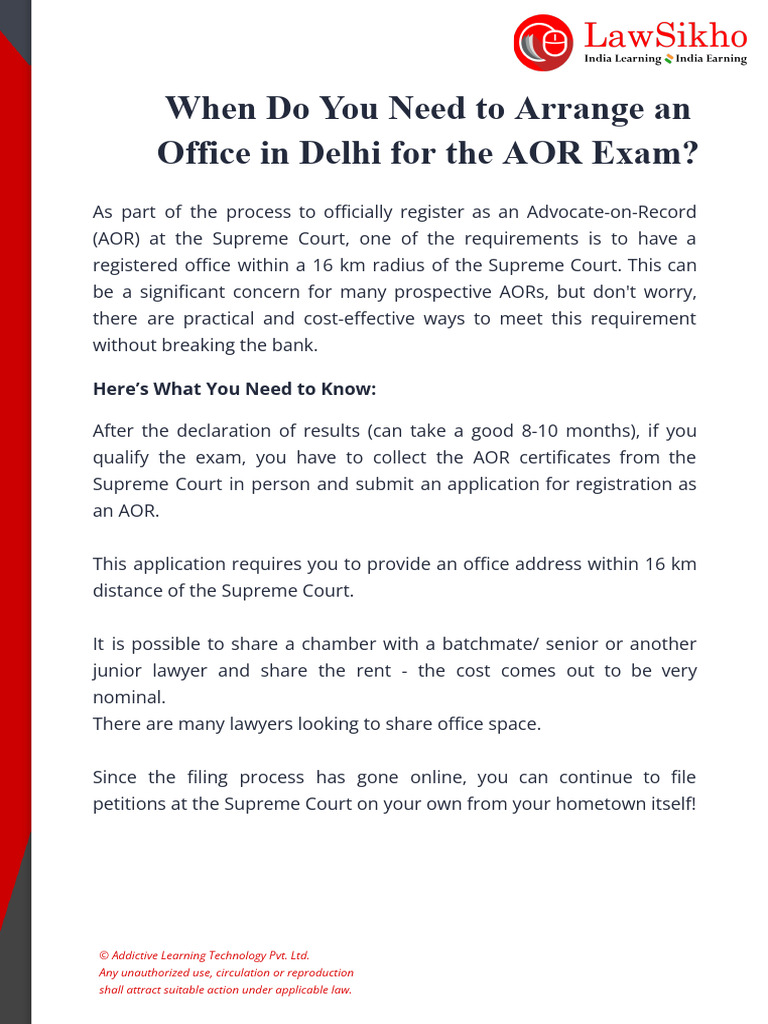 When Do You Need To Arrange An Office in Delhi For The AOR Exam | PDF | Supreme Court Of The ...