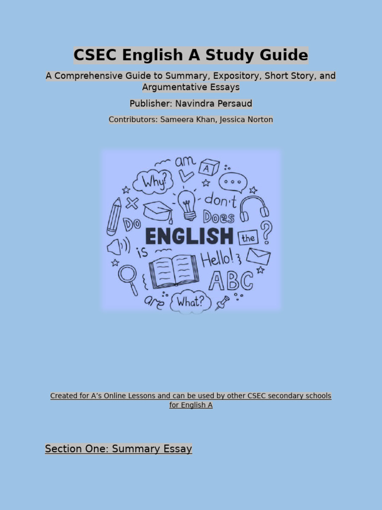 CSEC English A Study Guide (Summary Writing) | PDF | Essays | Reading ...