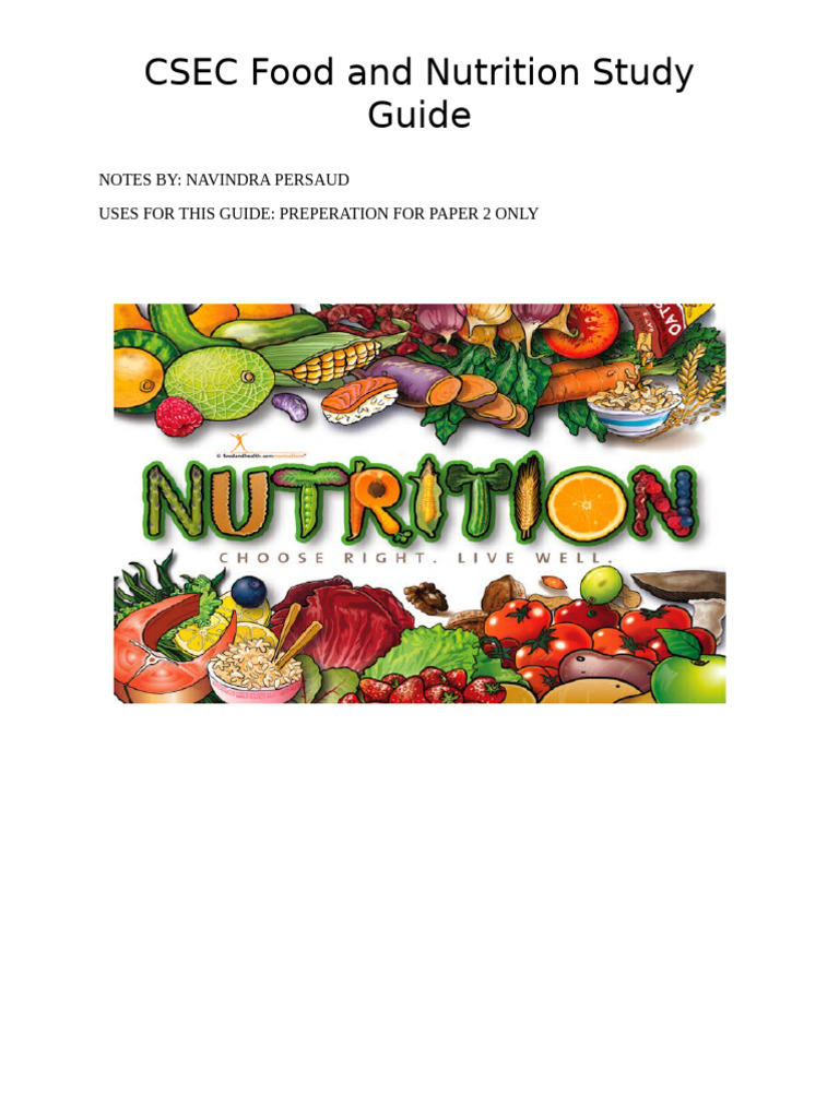 Csec Food Nutrition and Health 2025 Edition | PDF | Diet (Nutrition ...