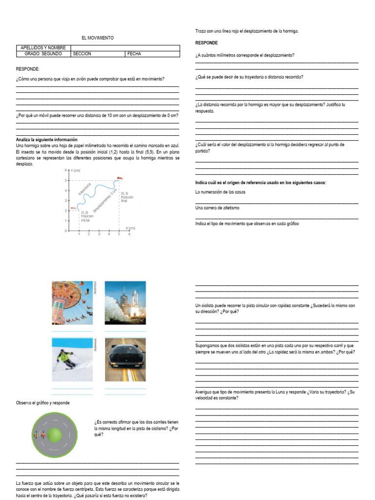 El Movimiento Actividad 2do Año | PDF | Fuerza | Cantidades fisicas