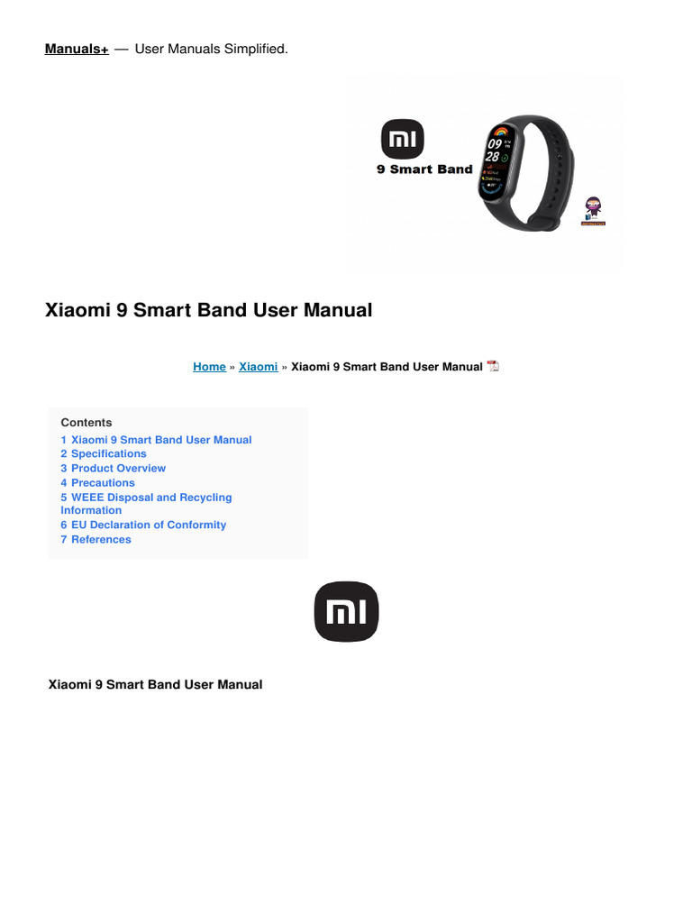 Xiaomi 9 Smart Band User Manual | PDF