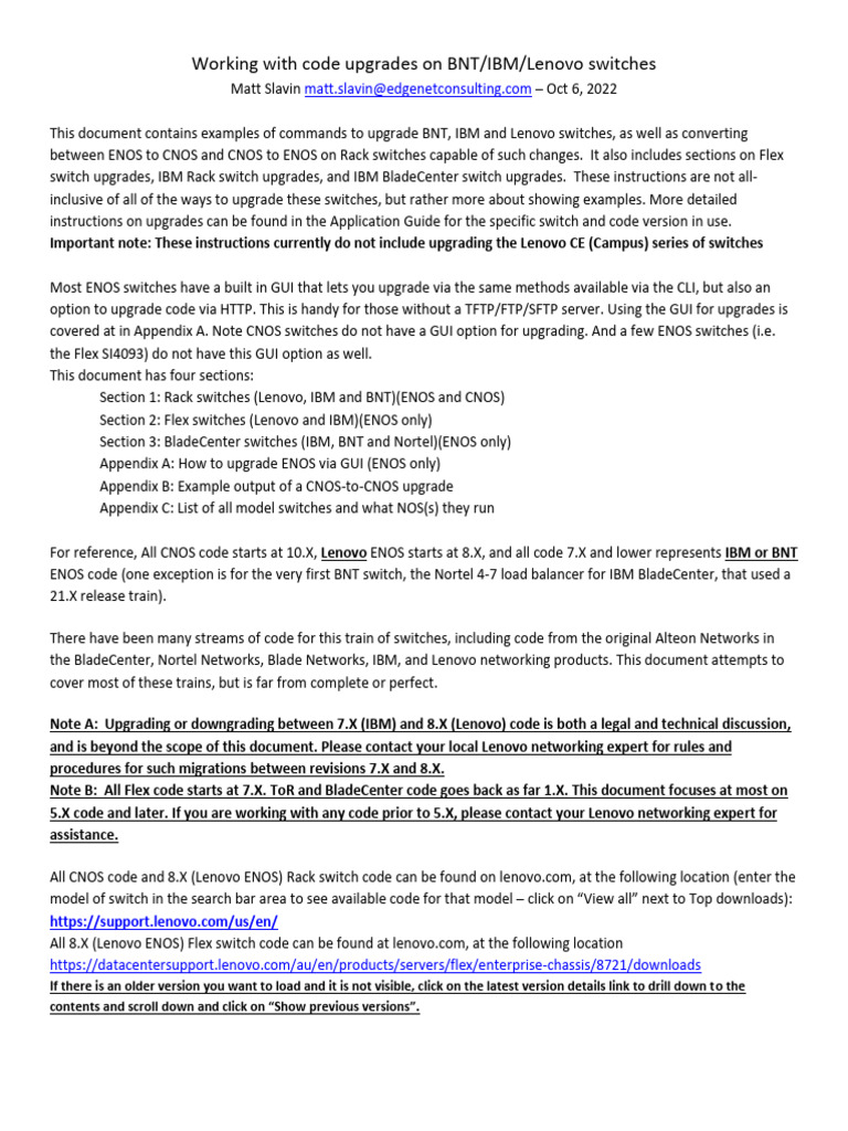 Upgrading Anything Lenovo IBM BNT Switches 2.2 | PDF | Command Line Interface | File Transfer ...