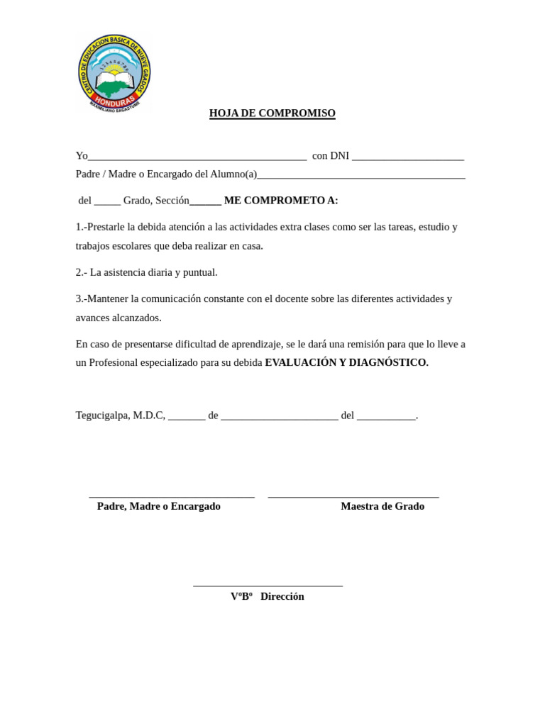 Hoja de Compromiso | PDF