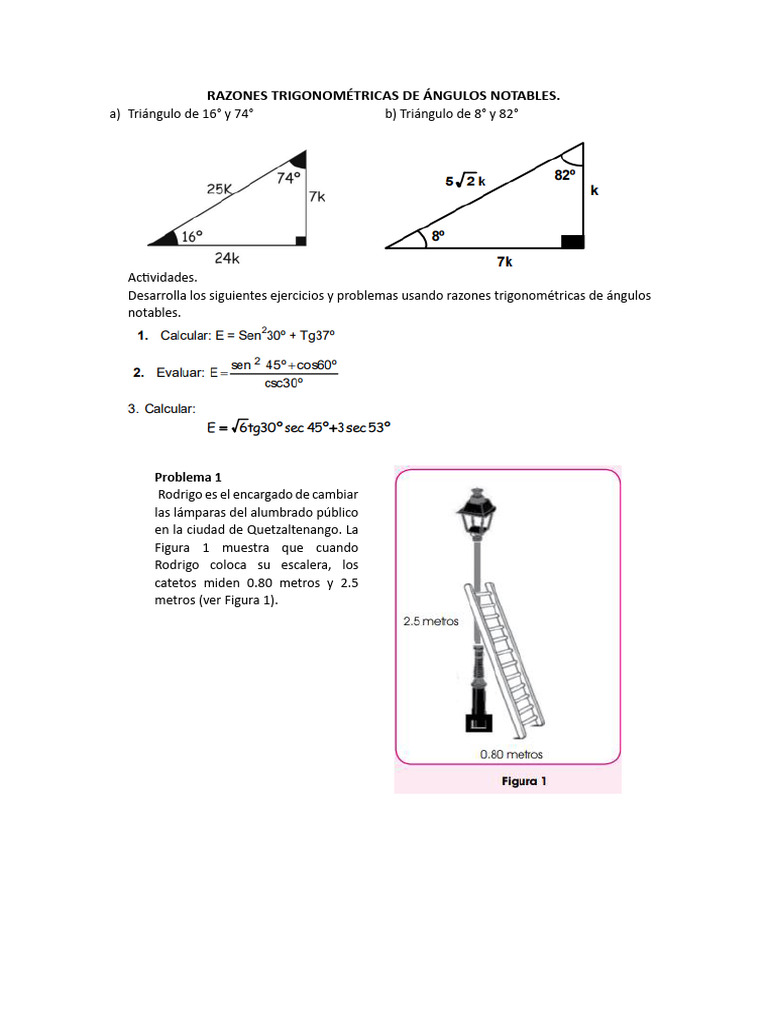 Razones Trigonométricas de Ángulos Notables | PDF